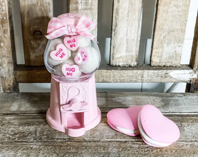 Gumball Machine, Tiered Tray Decor, Pink Gumball Machine, Candy Hearts ...