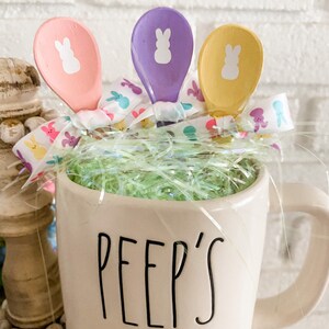Mini Wooden Peep Spoons tiered Tray Decor Coffee Bar Decor Easter Decor ...