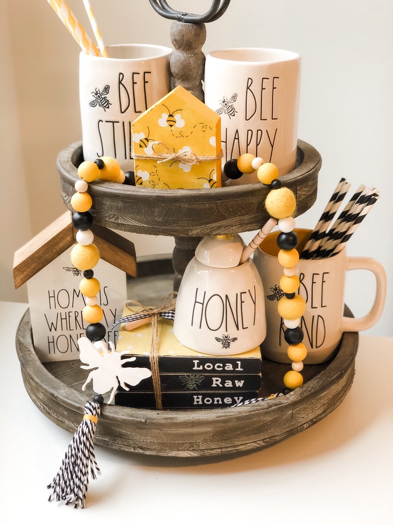 Bee Decor Bundle Set of 4 Bee Tiered Tray Bee Garland Bee - Etsy
