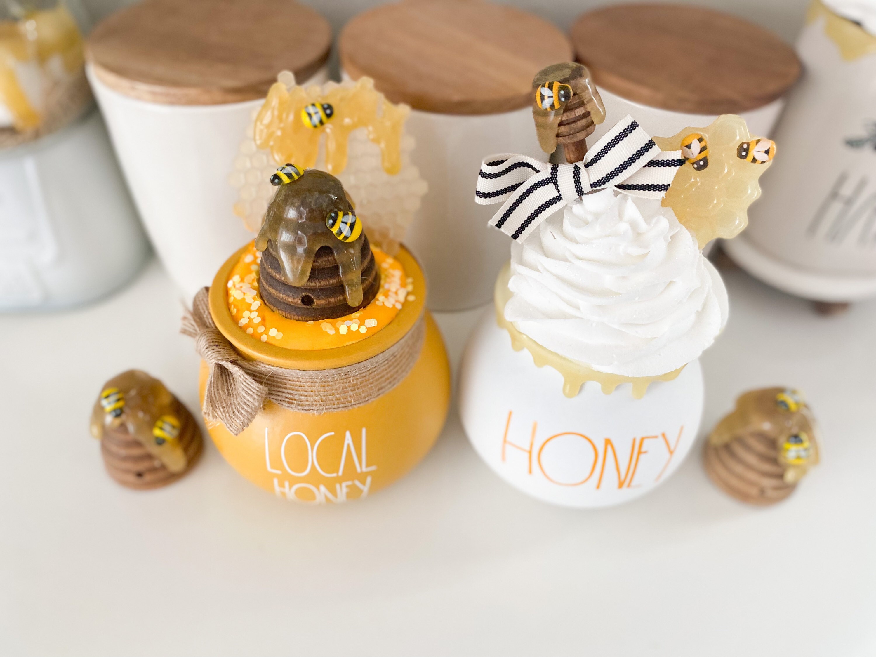Mini Ceramic Pot Faux Honey Pot Bee Ceramic Decor Rae Dunn - Etsy