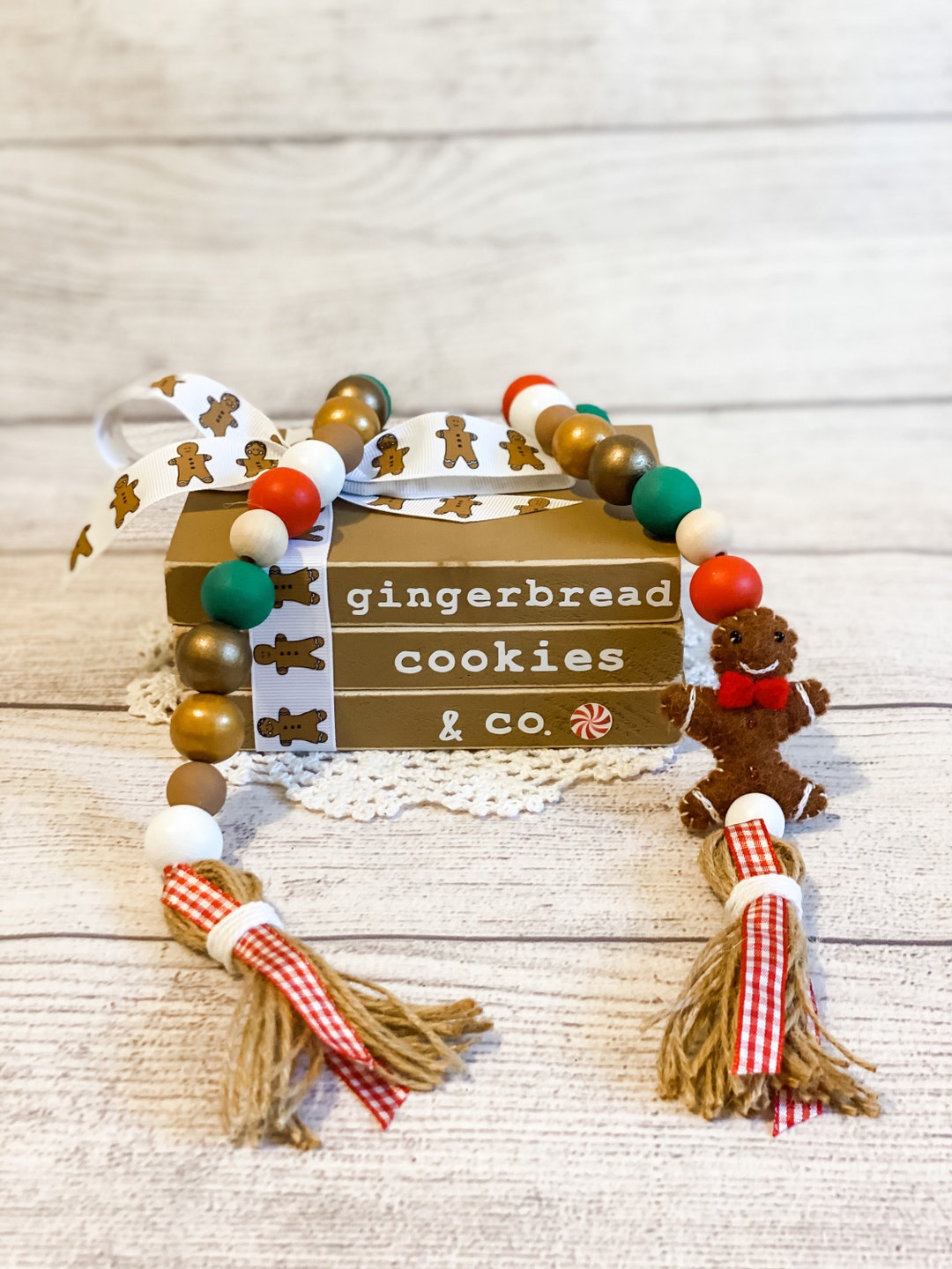 Gingerbread Wooden Books, Mini Book Stack, Christmas Wooden Books,candy ...