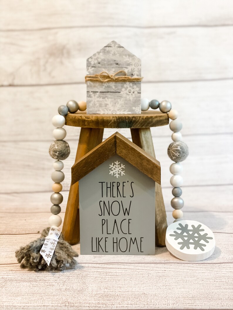 Snowflake Wood Houses Set of 2 Mini Wood Houses Winter | Etsy