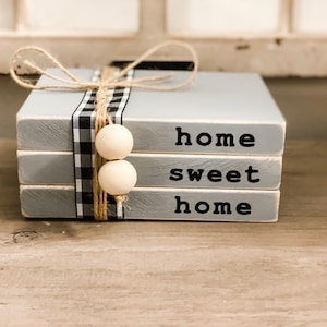 Farmhouse Book Stack, Wooden Book Bundle, Home Sweet Home, Farmhouse ...