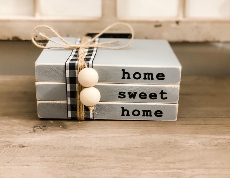 Farmhouse Book Stack Wooden Book Bundle Home Sweet Home - Etsy