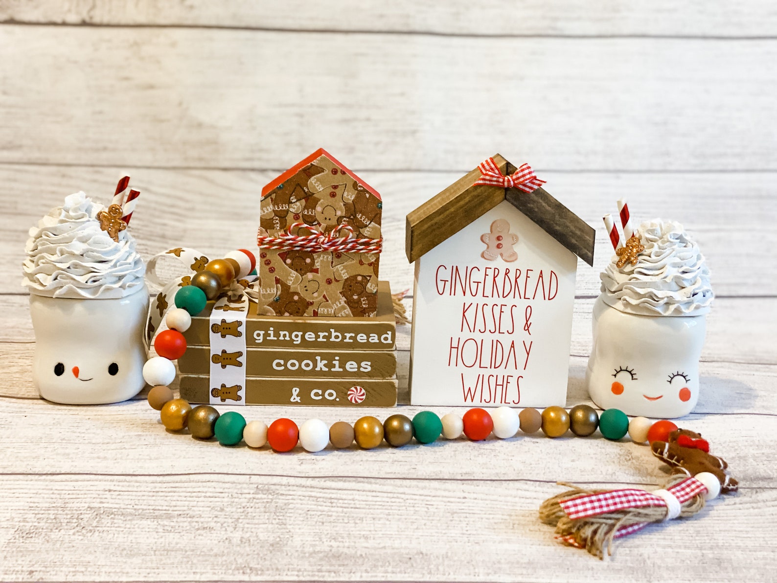 Gingerbread Wooden Books Mini Book Stack Christmas Wooden | Etsy