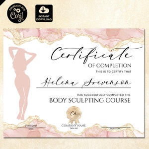 Body Sculpting Certificate of Completion, Fitness Certificate, Yoga ...