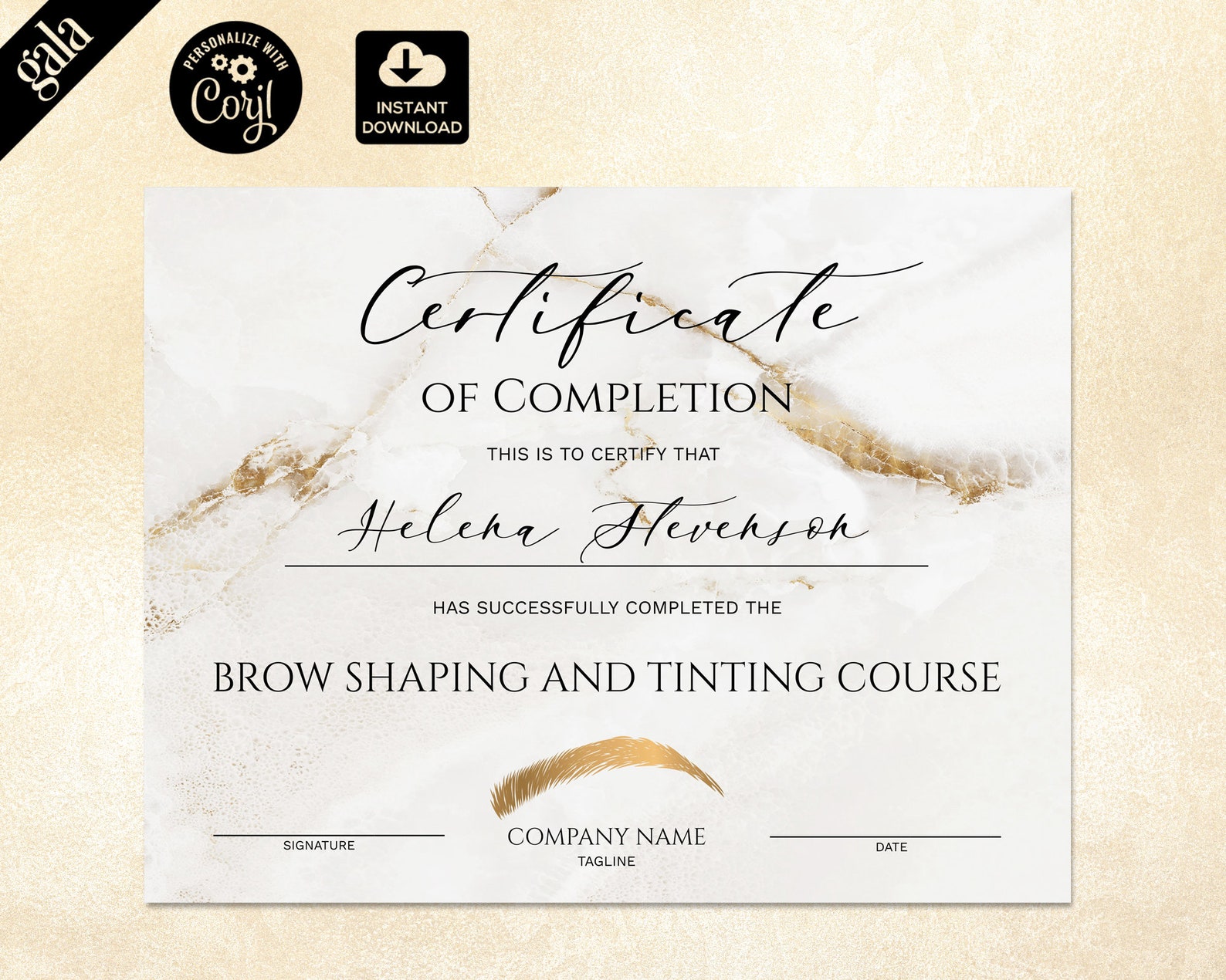 Certificate of Completion Brows Certificate Template Brow | Etsy