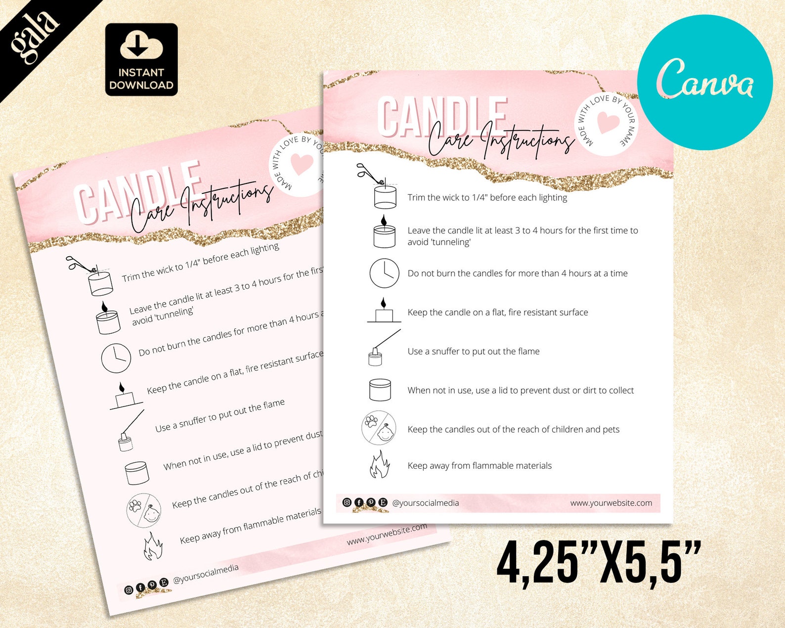 Insert Card Candle Care Instructions Printable Candle Care | Etsy