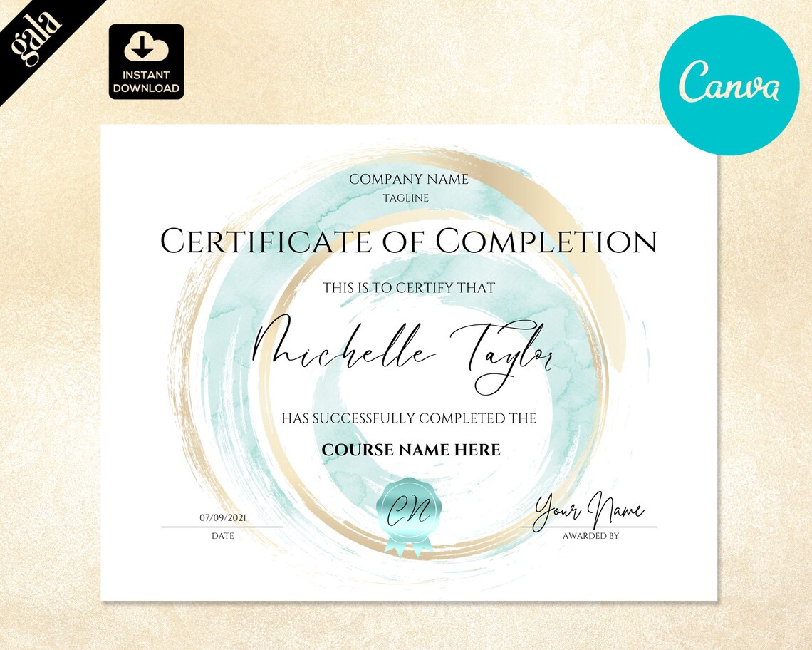 Certificate of Completion Training Certificate Template | Etsy