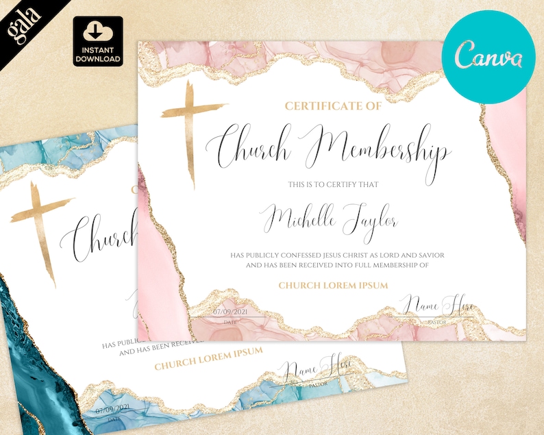 Church Membership Certificate Canva Template 035 - Etsy