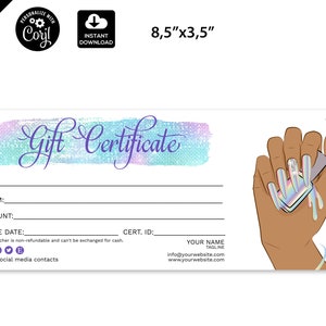 Gift Certificate Nail Salon Manicure Gift Card Editable - Etsy
