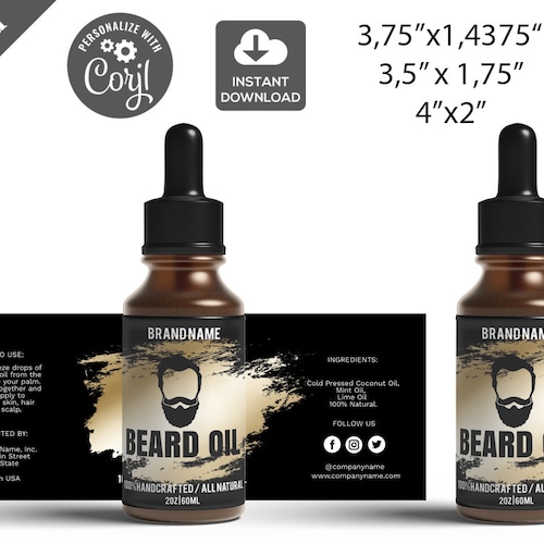 Beard Oil Label Template Beard Oil Label Design 007 - Etsy