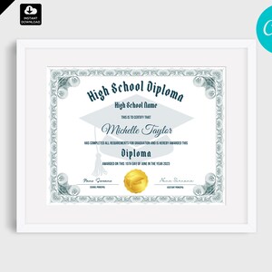 Editable Homeschool Diploma, High School Diploma Template, Editable ...