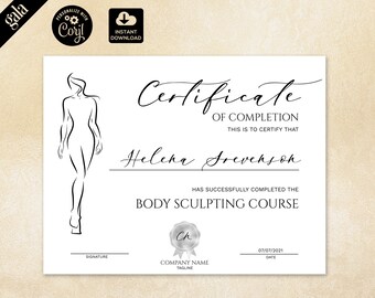 Body Sculpting Certificate of Completion Fitness Certificate - Etsy
