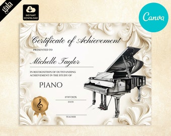 Printable Music Certificate of Achievement - Etsy