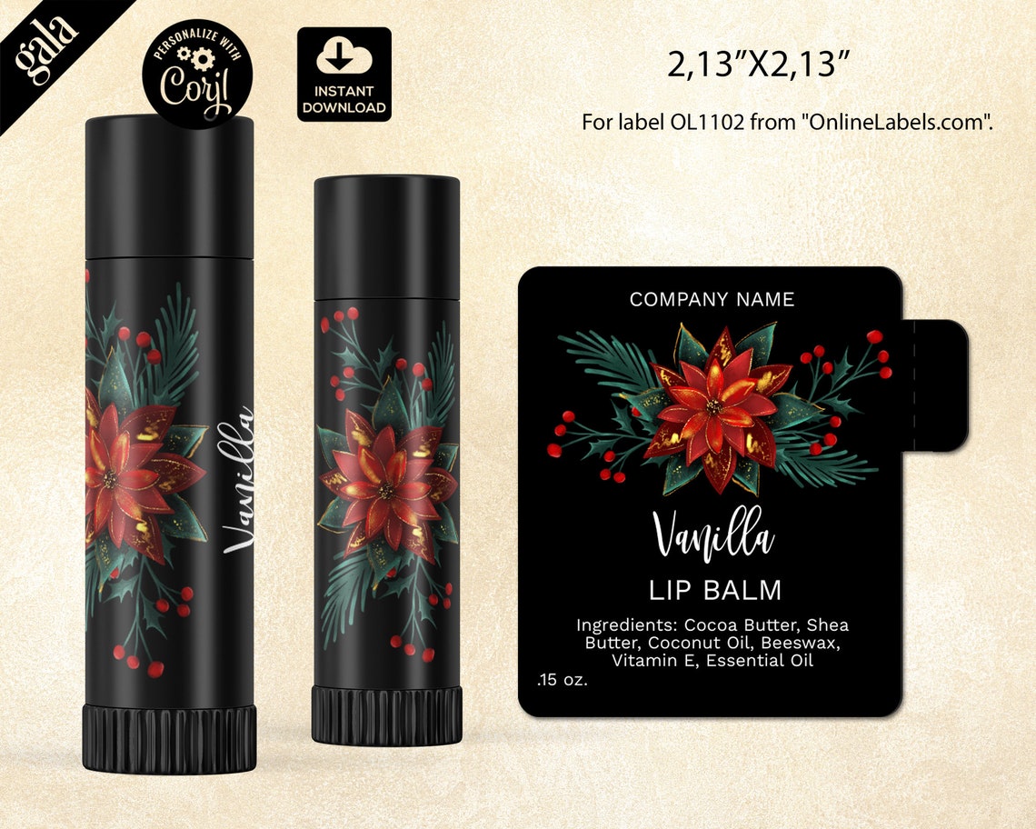 Christmas Lip Balm Label Template DIY Winter Product Label - Etsy