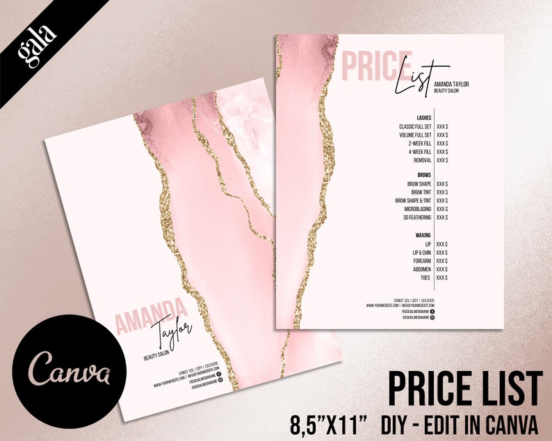 Price List Template Editable Makeup Price List Hair Price - Etsy