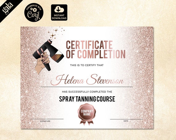 Rose Gold Certificate of Completion Template Lashes Certificate ...