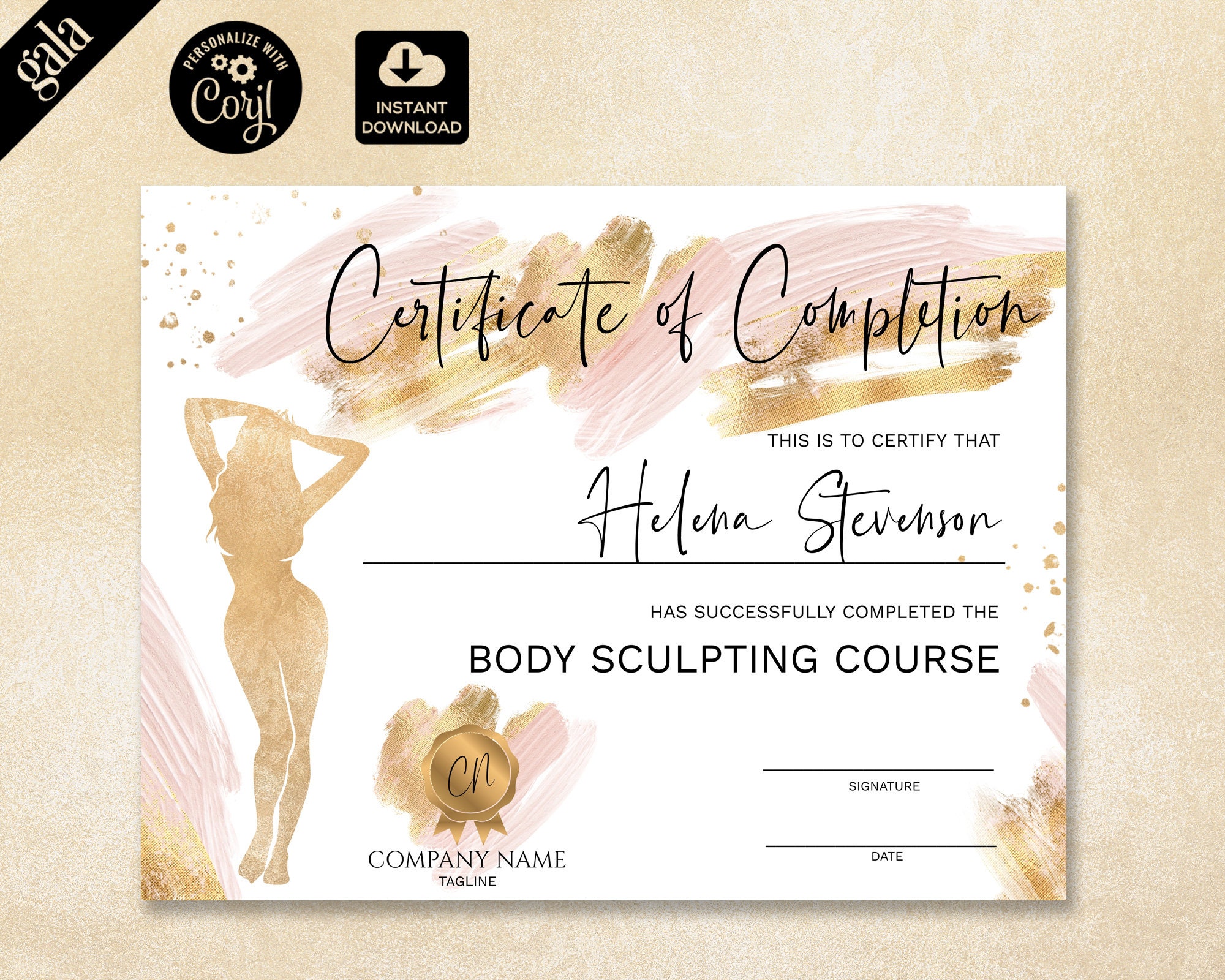 Body Sculpting Certificate of Completion Fitness Certificate - Etsy