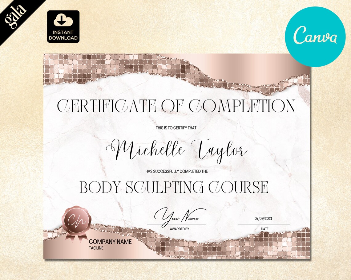 Certificate of Completion Modern Training Certificate - Etsy