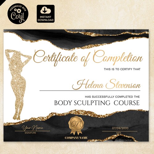 Body Sculpting Certificate of Completion Fitness Certificate - Etsy