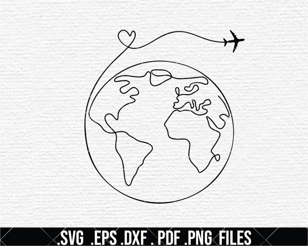 Line Art World Map SVG 048 - Etsy