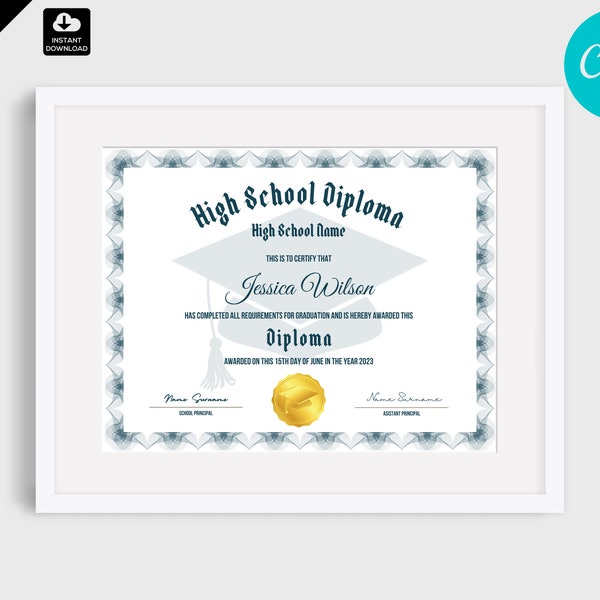 Graduation Diploma Certificate Template - Etsy