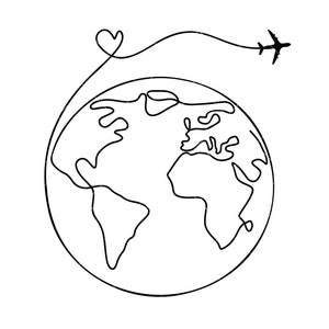 Line Art World Map SVG 048 - Etsy