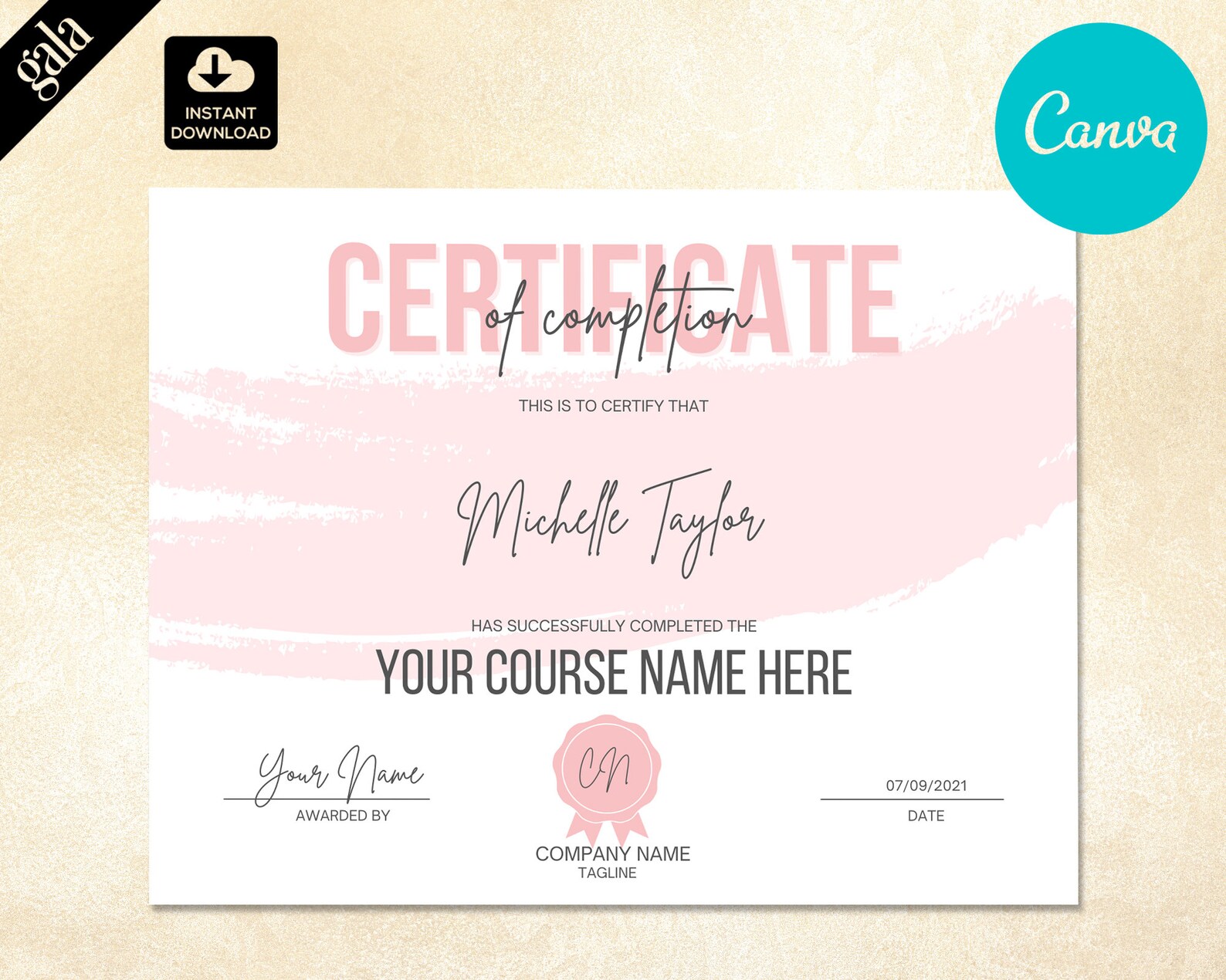 DIY Certificate of Completion Template Printable Beauty | Etsy