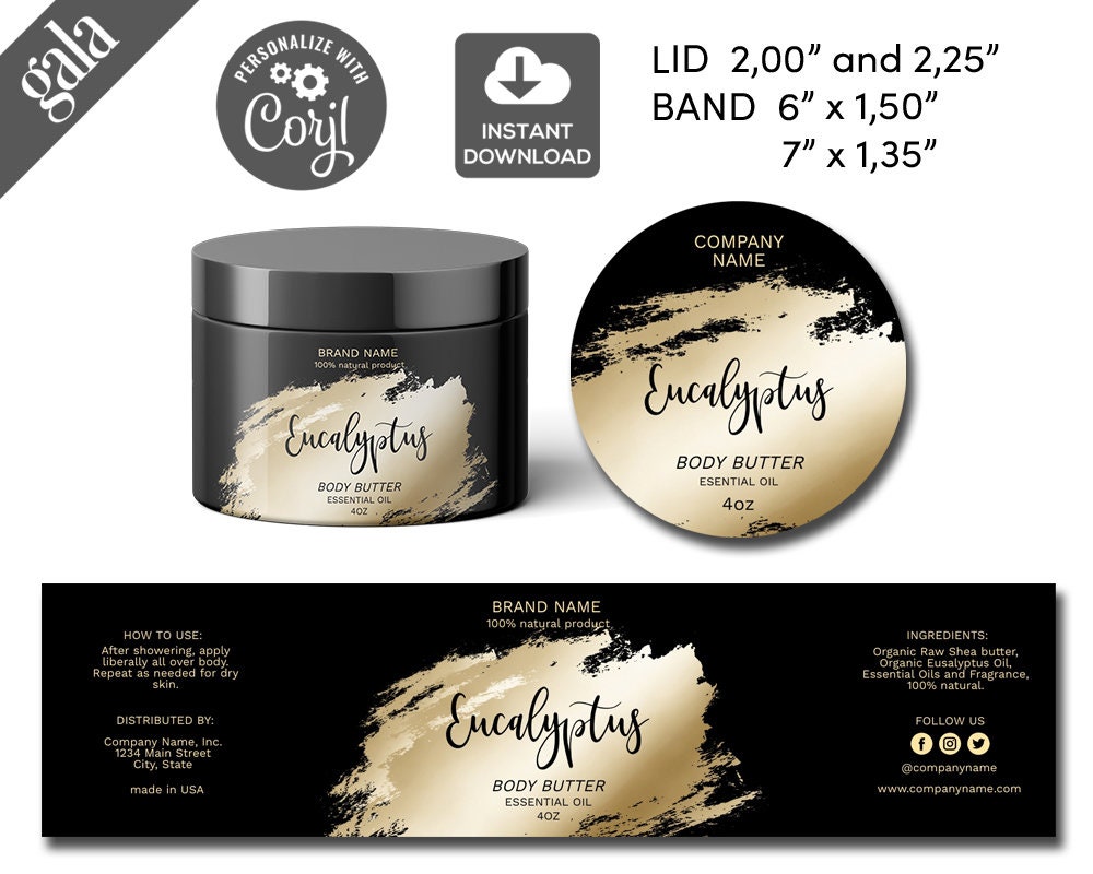 Wrap Around Label Template Cosmetic Jar Label Body Product - Etsy