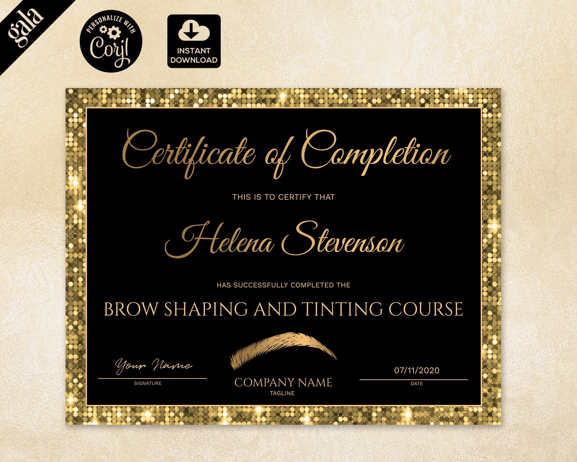 Certificate of Completion Brows Certificate Template Brow - Etsy UK