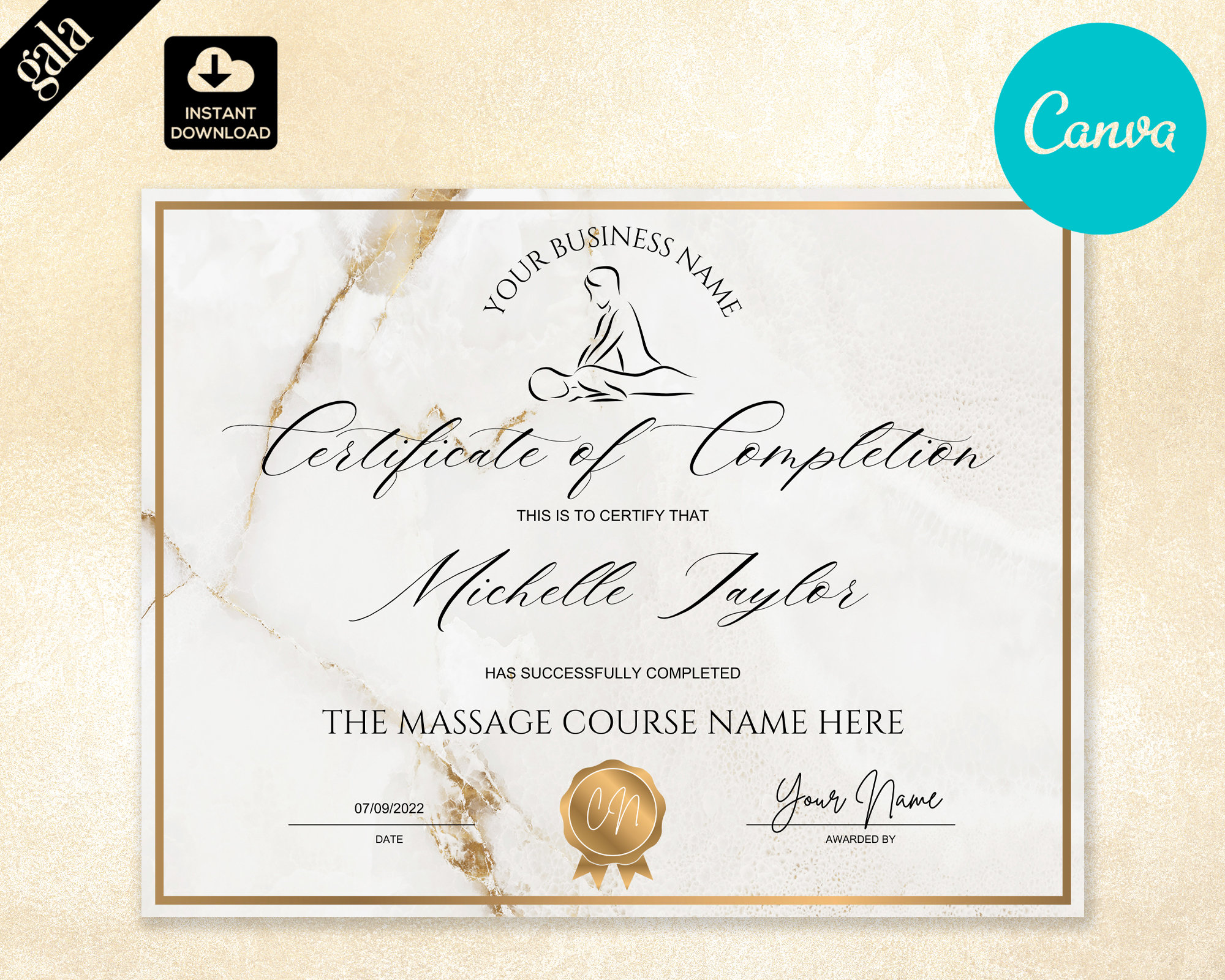 Certificate of Completion Massage, Massage Therapy Course Diploma ...