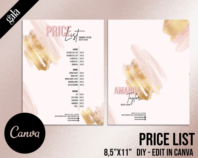 Price List Template Editable Makeup Price List Hair Price - Etsy
