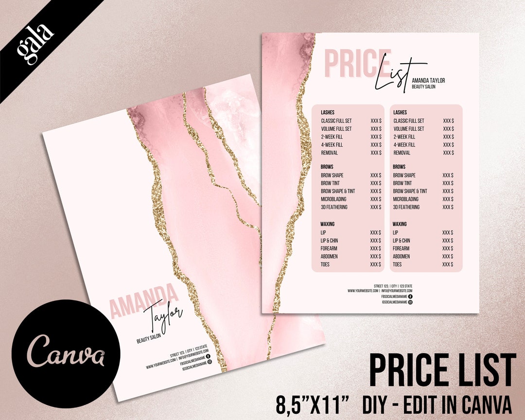 Price List Template Editable, Makeup Price List, Hair Price List ...