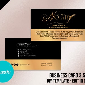 Notary Business Card DIY Canva Template, Loan Signing Agent 027 - Etsy