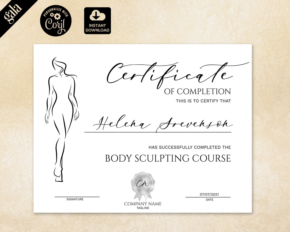 Body Sculpting Certificate of Completion Fitness Certificate - Etsy