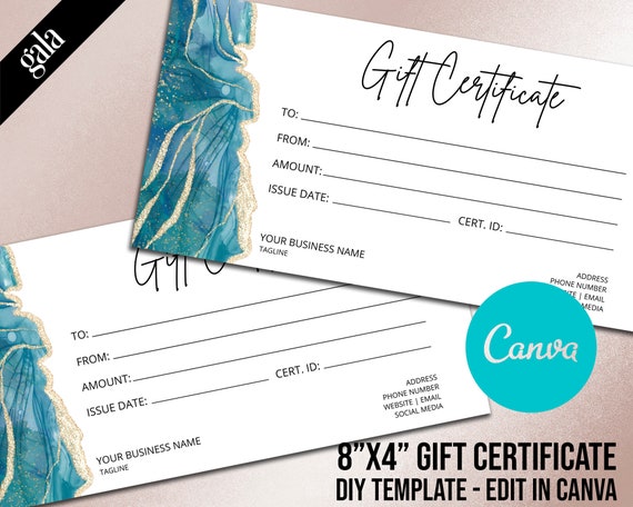 Gift Certificate Template Printable and Editable Gift - Etsy