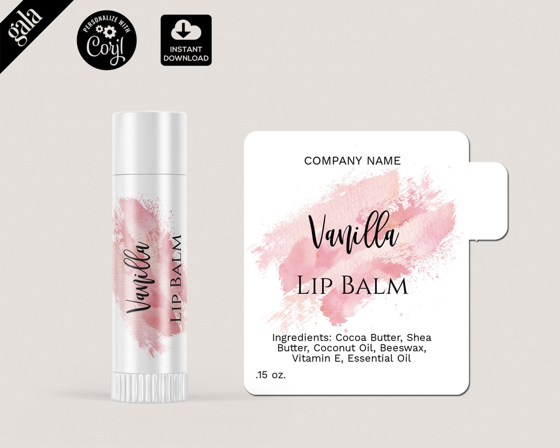 Lip Balm Labels Template DIY Product Label Editable Lip Balm - Etsy