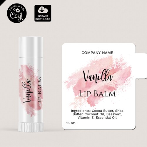 Lip Balm Labels Template DIY Product Label Editable Lip Balm - Etsy