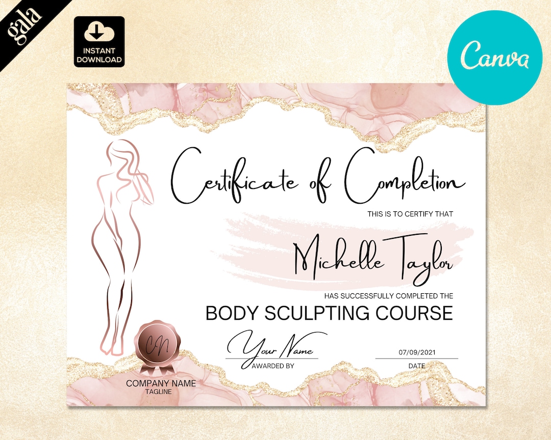 Certificate of Completion, Body Sculpting Certificate Template, Fitness ...