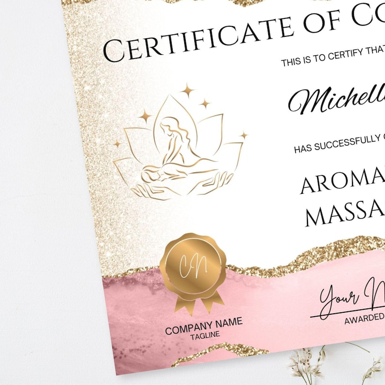 Editable Massage Therapist Certificate Template | Printable Spa Therapy ...