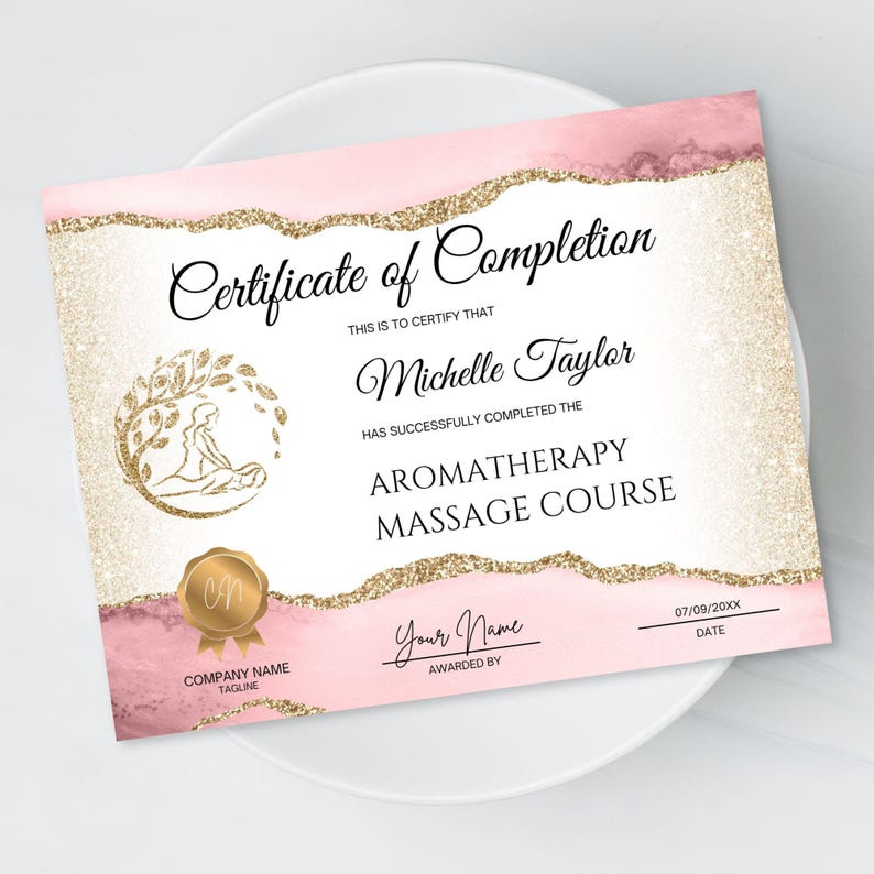 Editable Massage Therapist Certificate Template | Printable Spa Therapy ...