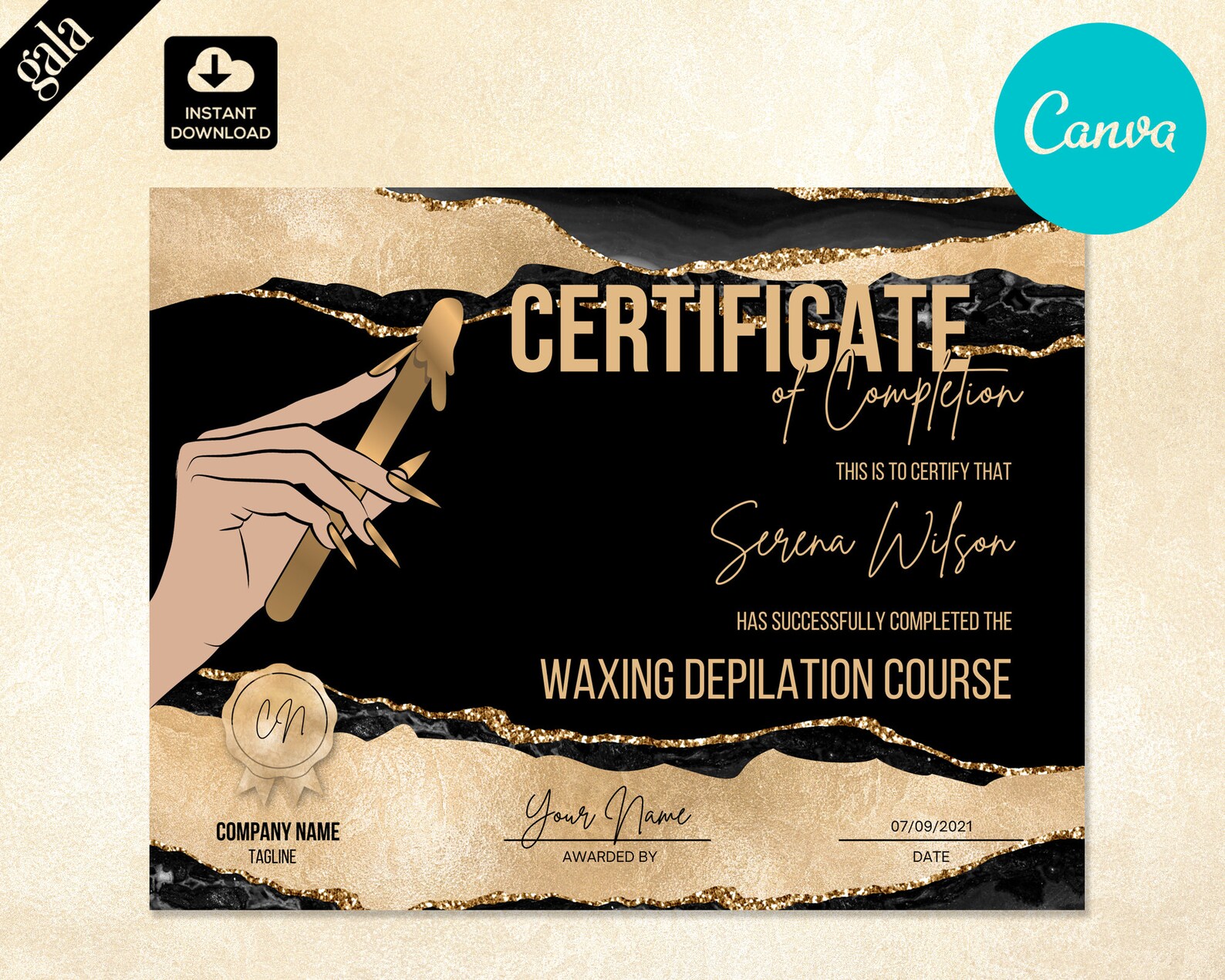 Waxing Certificate of Completion, Wax Certificate Template, Depilation ...