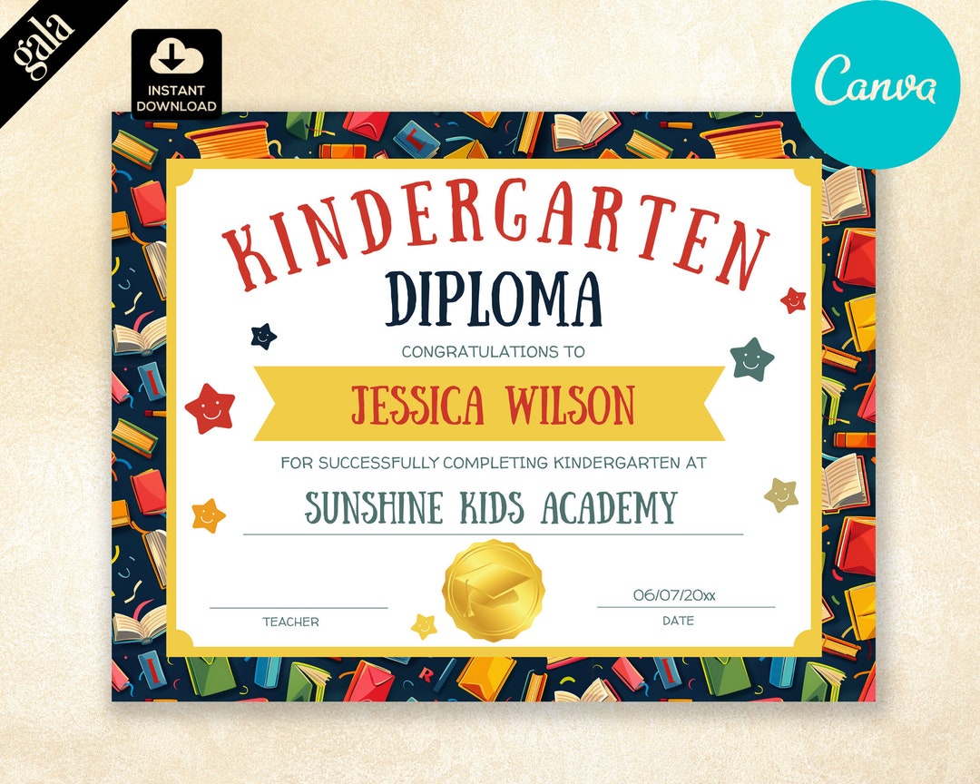 Kindergarten Graduation Certificate Diploma, Gender Neutral 006 - Etsy