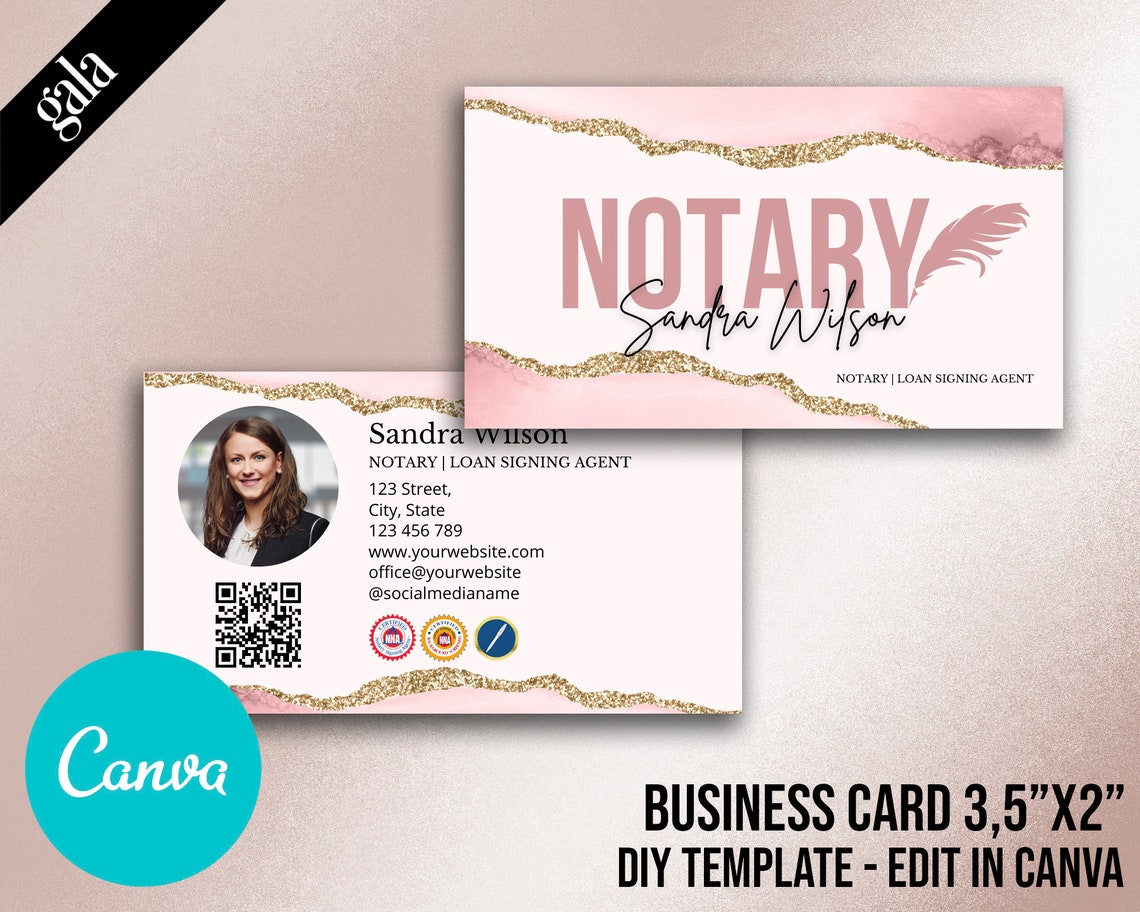 Notary Business Card DIY Canva Template | Etsy