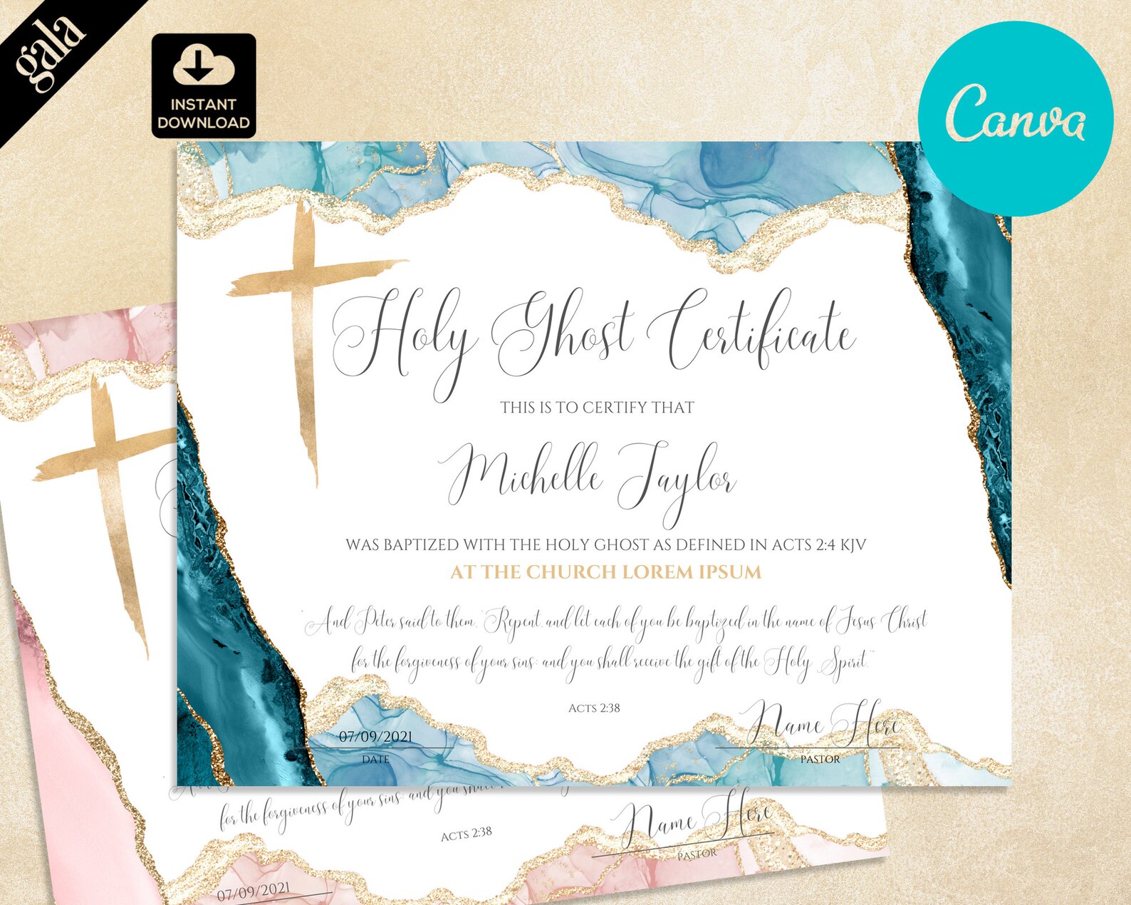 Holy Ghost Certificate Holy Spirit Certificate Certificate - Etsy