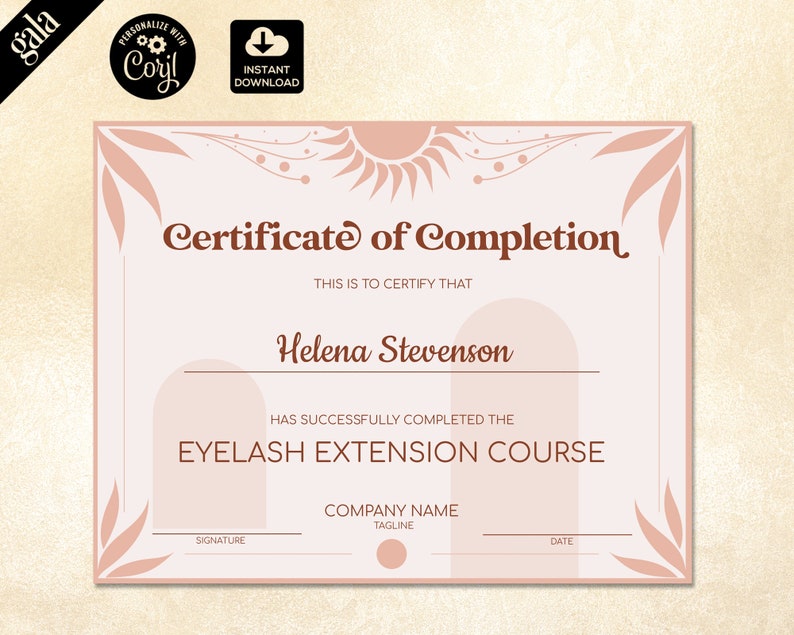 Modern Certificate of Completion Beauty Certificate Template - Etsy