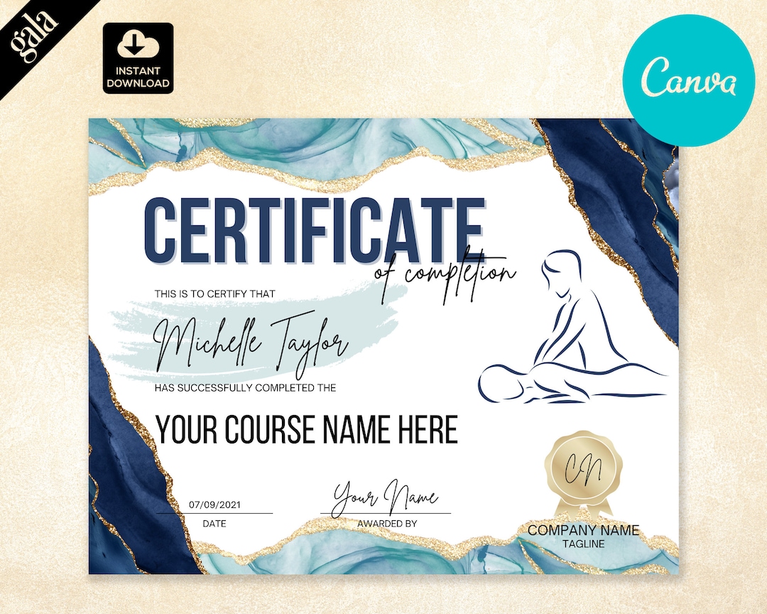 Certificate of Completion Massage, Massage Certificate, Massage Diploma, Massage Course Diploma ...