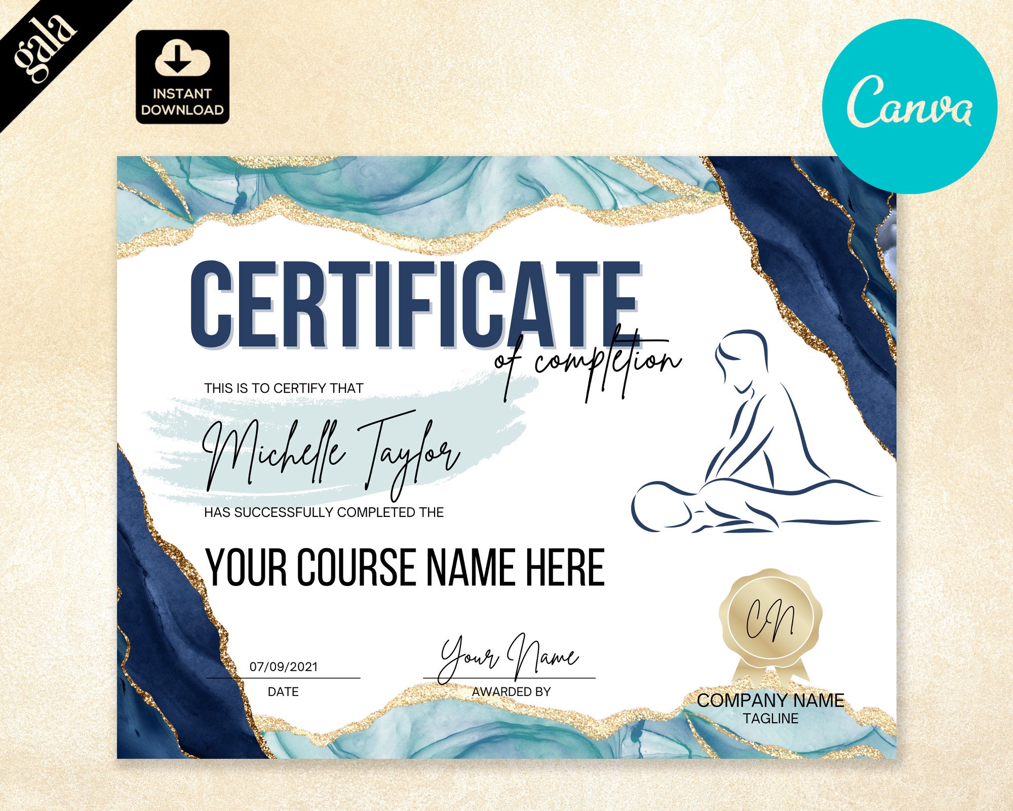 Certificate of Completion Massage, Massage Certificate, Massage Diploma ...