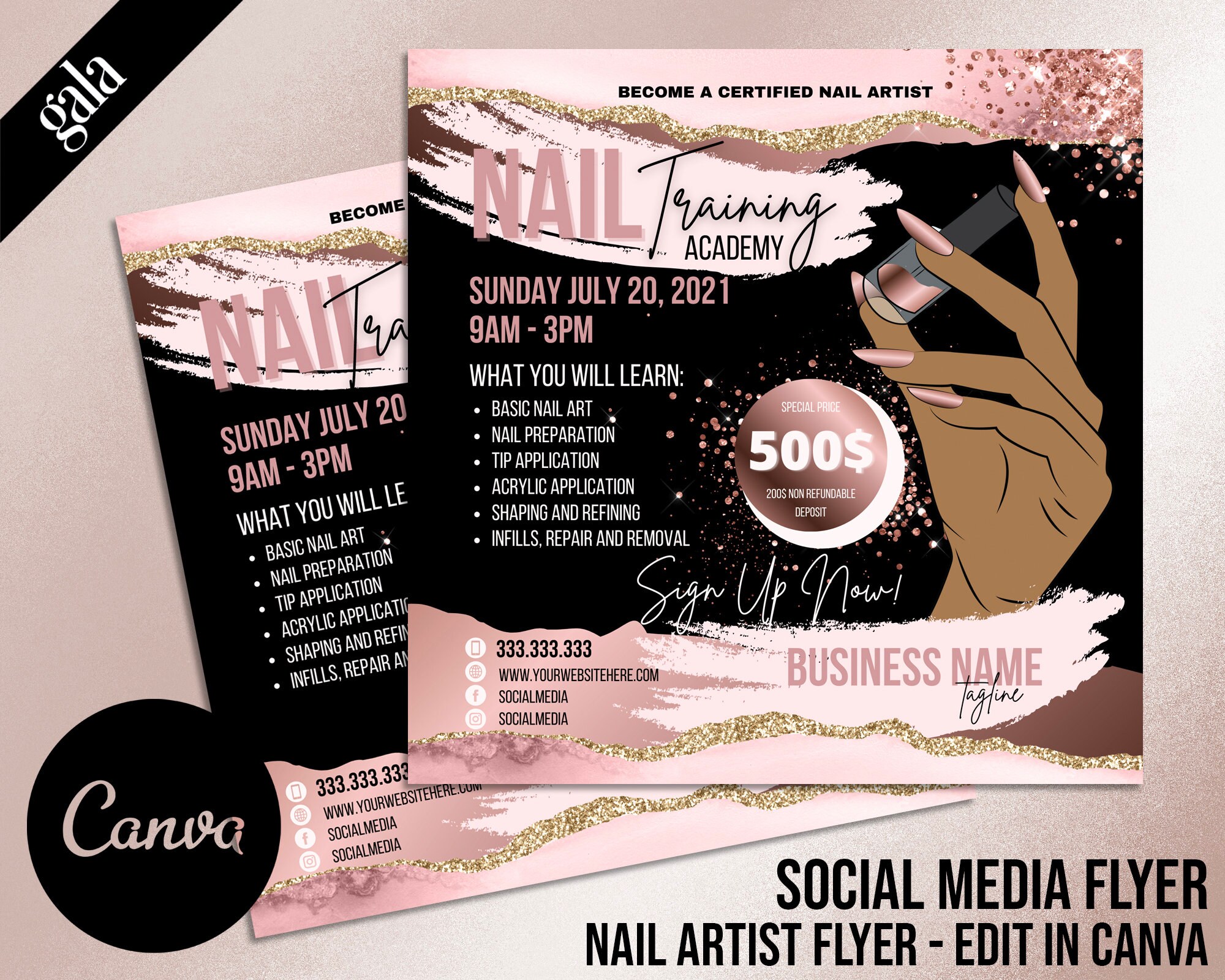 DIY Nail Course Flyer Design Nail Class Flyer Nail tech | Etsy